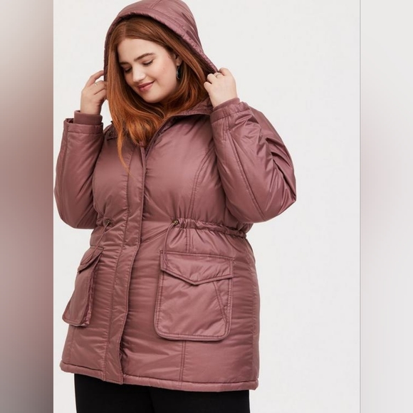 torrid | Jackets & Coats | Torrid Pink Quilted Cargo Puffer Plis Size ...